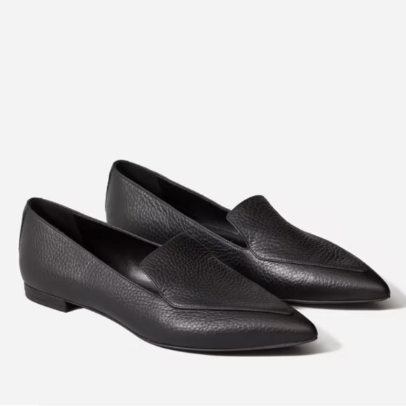 Everlane | Shoes | Everlane Boss Flats Leather Pointed Toe Black Italy ...